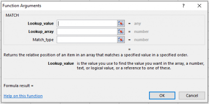 MATCH Function Parameters - Engineers Tools